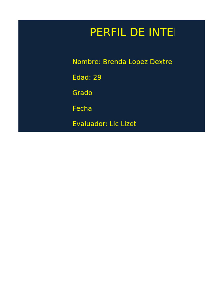 Perfil de Inteligencia de Brenda Lopez | PDF | Ajedrez | Teoría del ajedrez