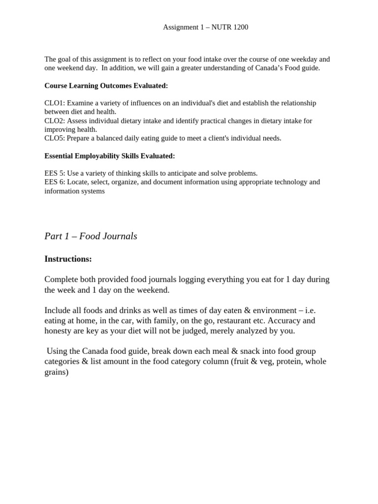 Assignment 1- 2022 | PDF | Foods | Lunch