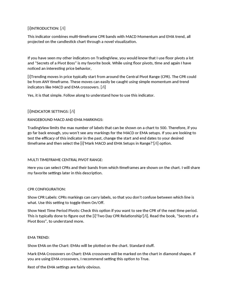 Pivot Boss Multi Timeframe CPR Inception | PDF