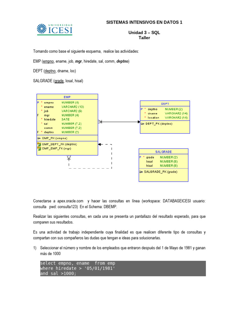 Taller de Consultas DBEMP - NATHALIAMENDOZA | PDF | SQL | Informática