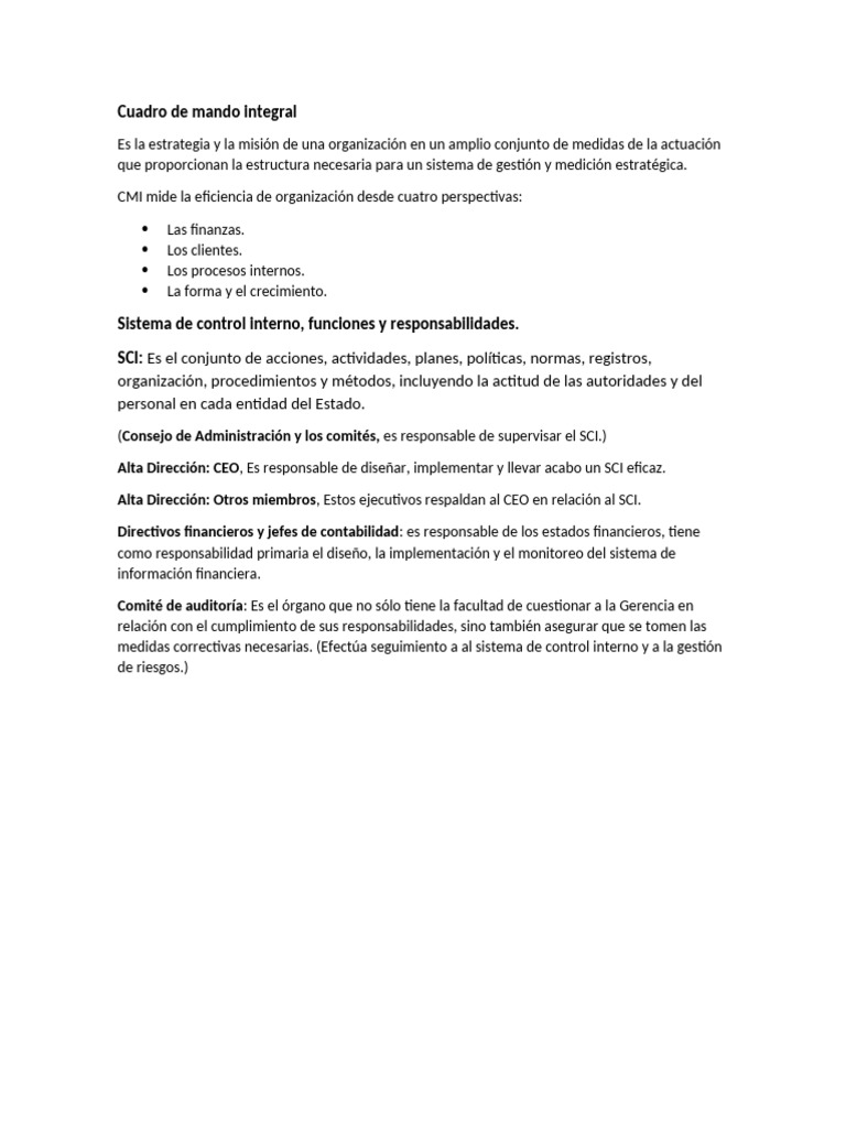 Cuadro de Mando Integral | PDF Cuadro de Mando Integral | PDF