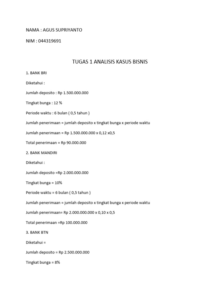 Tugas 1 Analisis Kasus Bisnis | PDF