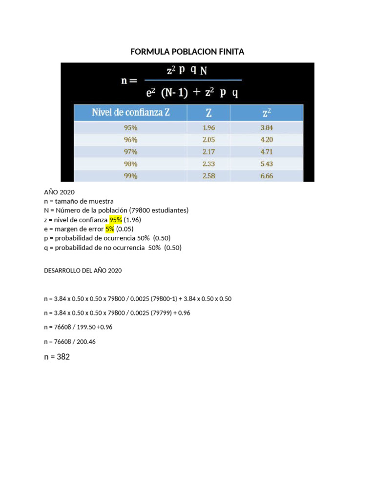 Formula Poblacion Finita | PDF