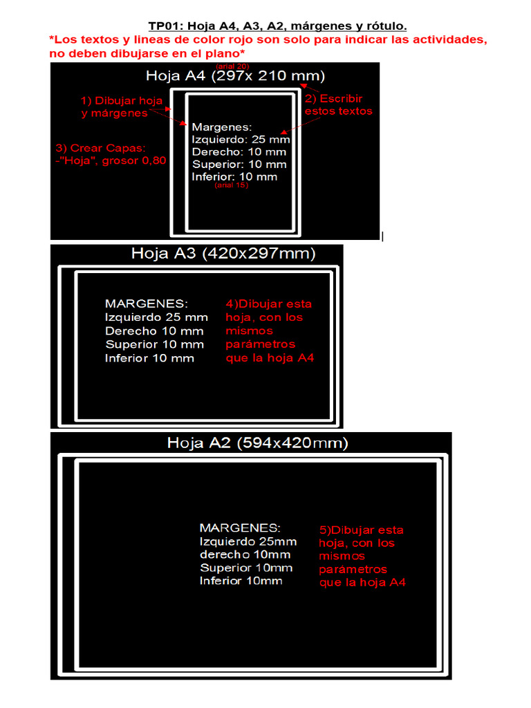 TP01 Hoja A4, A3, A2, Márgenes y Rótulo | PDF