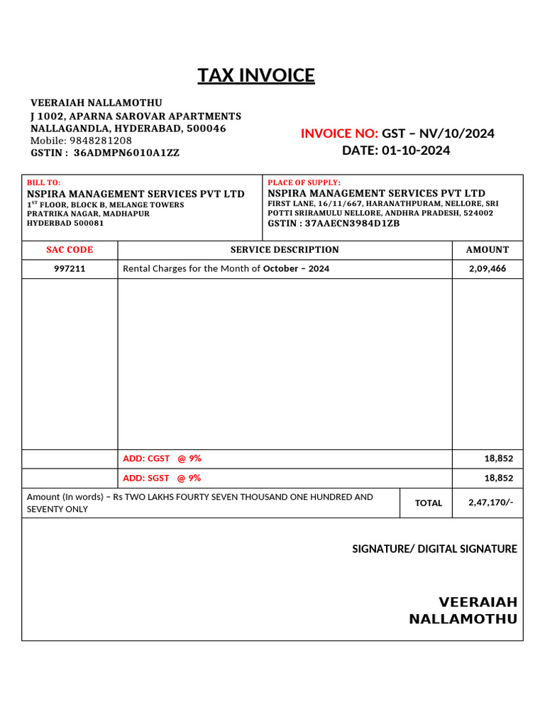 Nspira Invoice 1b NV Oct24 | PDF