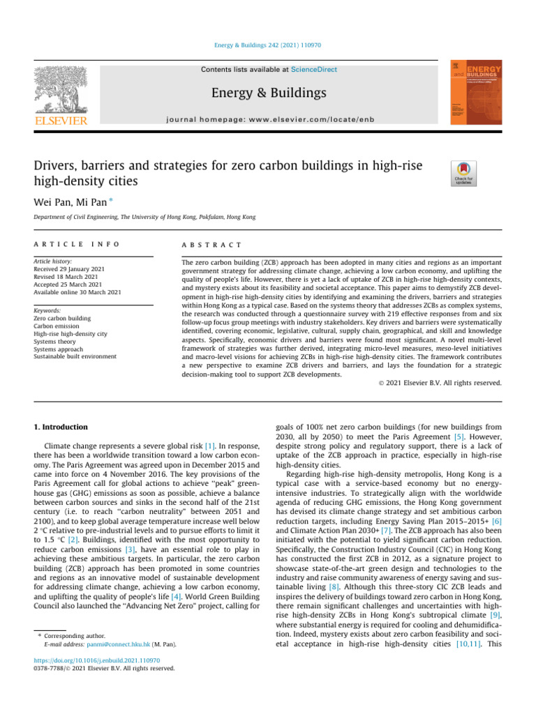 Drivers--barriers-and-strategies-for-zero-carbon-buildings_2021_Energy-and-B | PDF | Climate ...