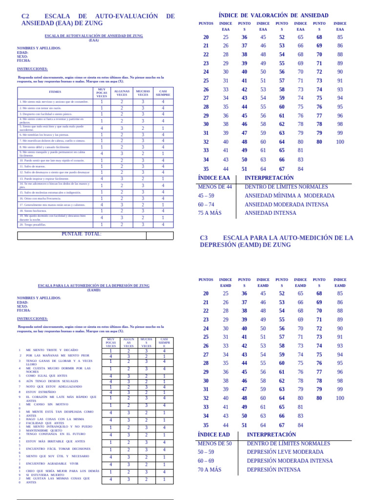 Escala de Ansiedad de Zung | PDF