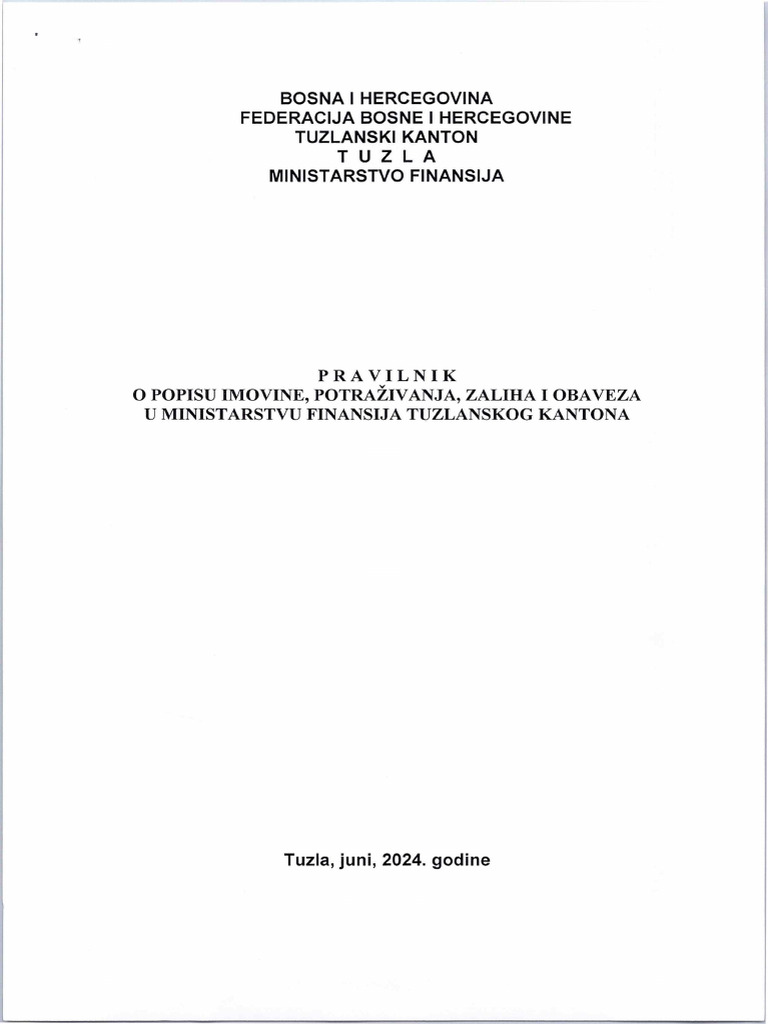 Pravilnik o Popisu Imovine Potraživanja Zaliha I Obaveza U MINFINTK | PDF