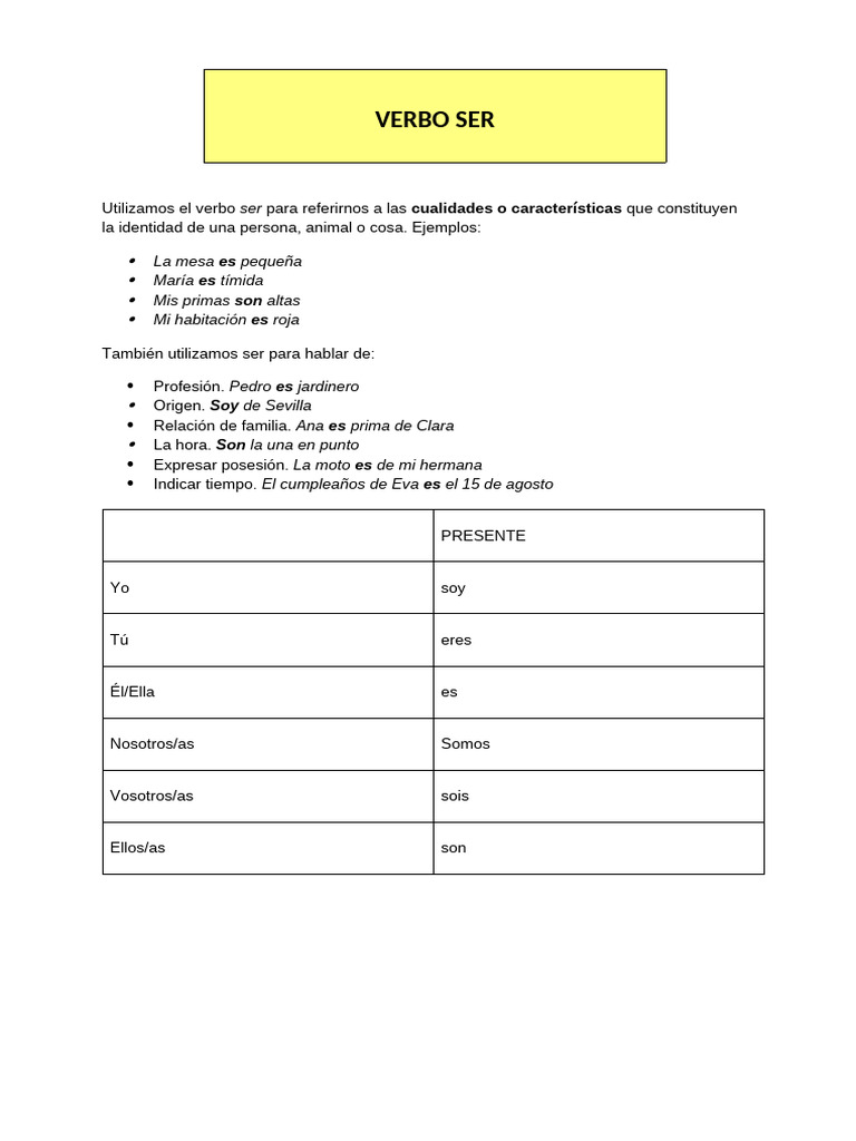 Uso y conjugación de los verbos ser y estar | PDF | Verbo