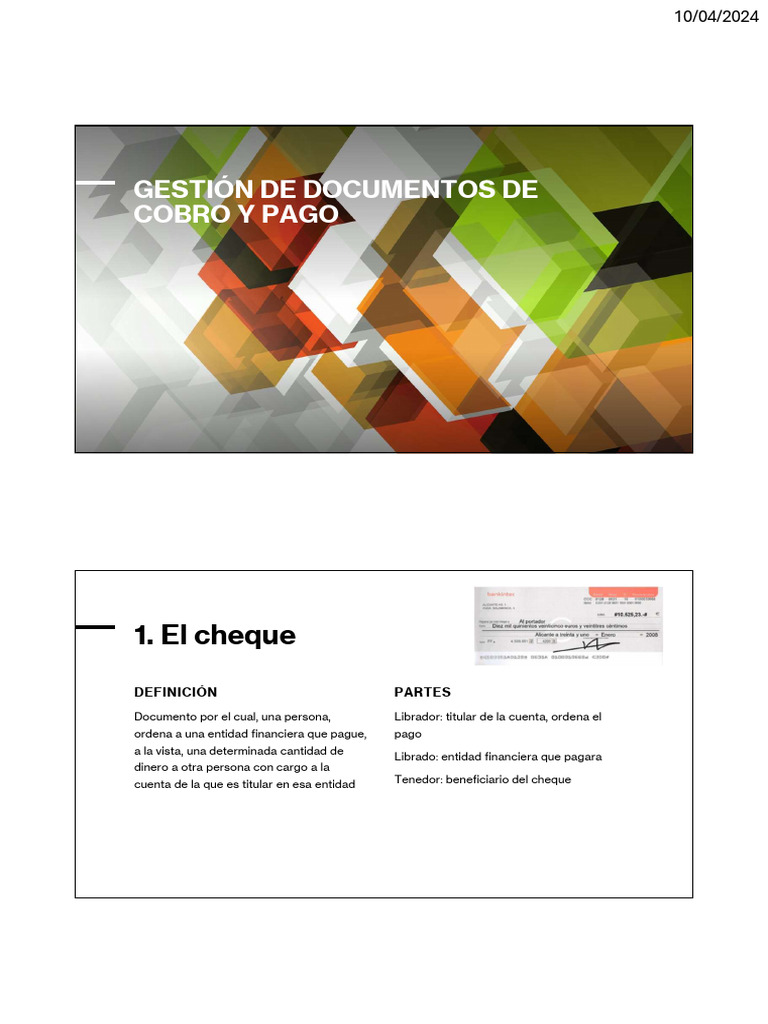 Gestion de Documentos de Cobro y Pago | PDF | Cheque | Pagaré