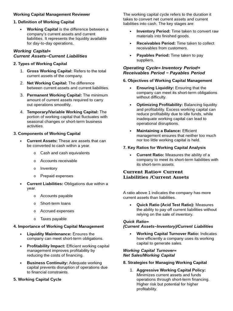 Working Capital Management Overview | PDF | Working Capital | Market ...