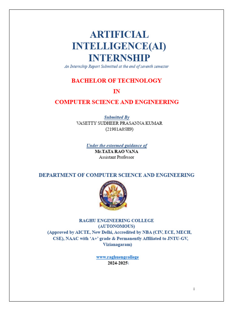 SkillDzire Artificial Intelligence Internship Report Documentation | PDF | Machine Learning ...