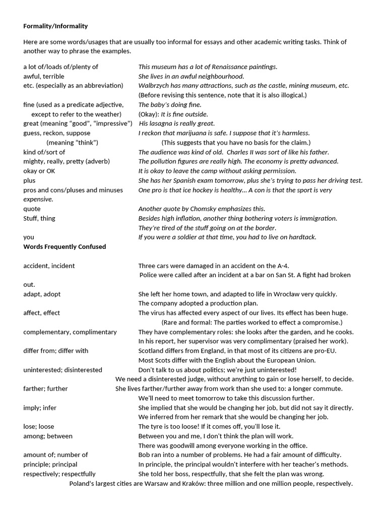 Write Issues Formality Confused Words | PDF | Linguistics