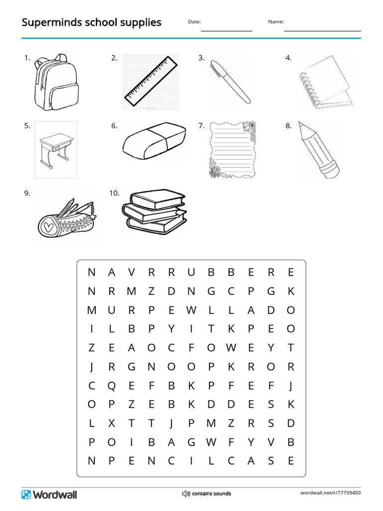 Word Search: School Supplies Puzzle | PDF