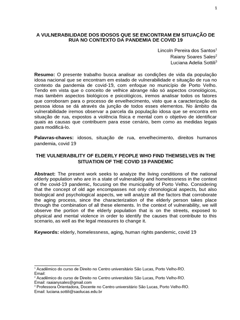 The Vulnerability Of Elderly People Who Find Themselves In The