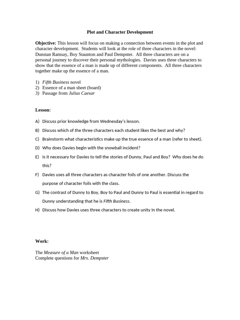 2 - Plot and Character Development Lesson | PDF