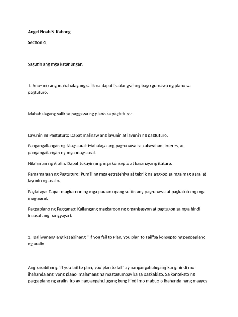 Angel Noah S. Rabong Section 4 | PDF