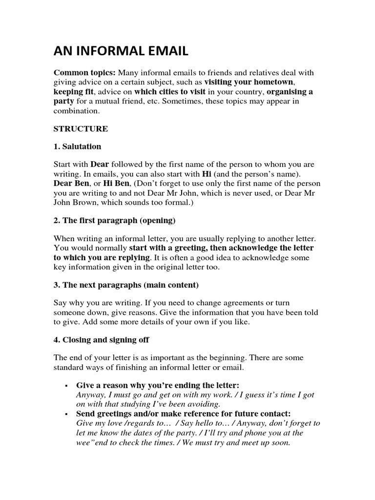 How To Write An Informal Email PDF | PDF
