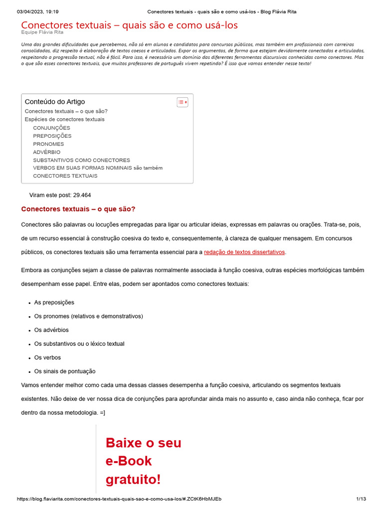 Conectores Textuais: Definição e Uso | PDF | Pronome | Linguística