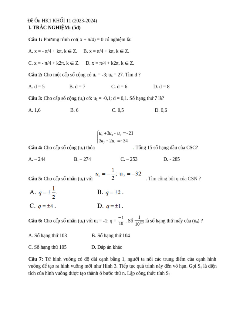Đề Ôn HK1 23-24 K11 | PDF