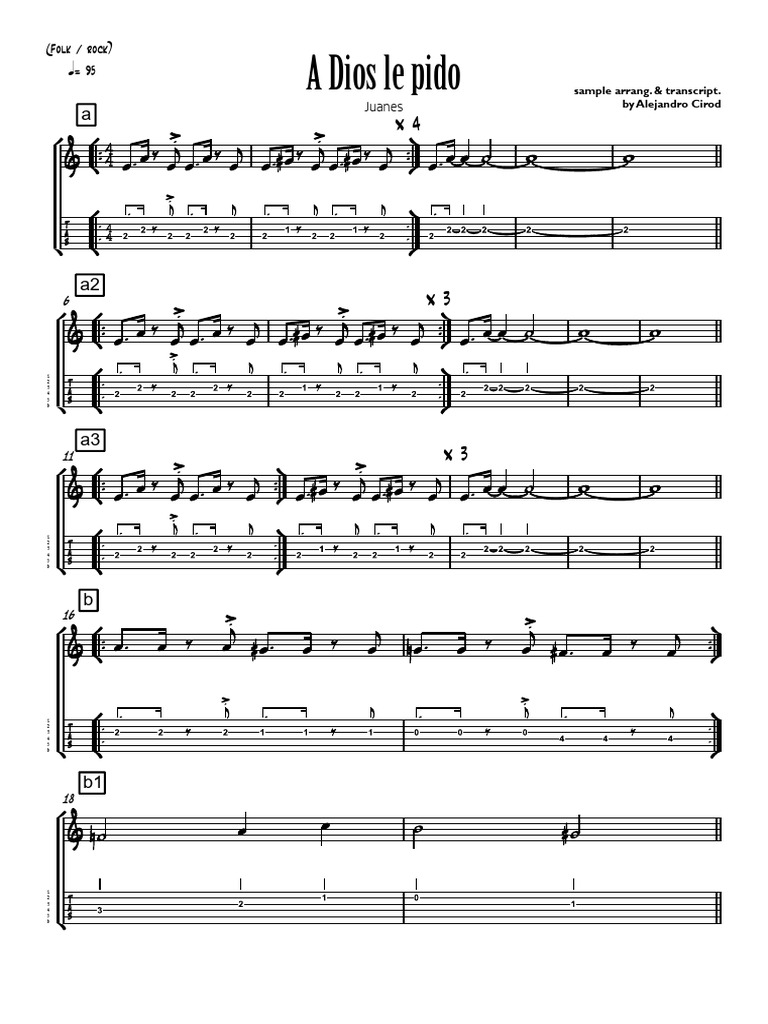 Juanes "A Dios le Pido" Arrangement | PDF