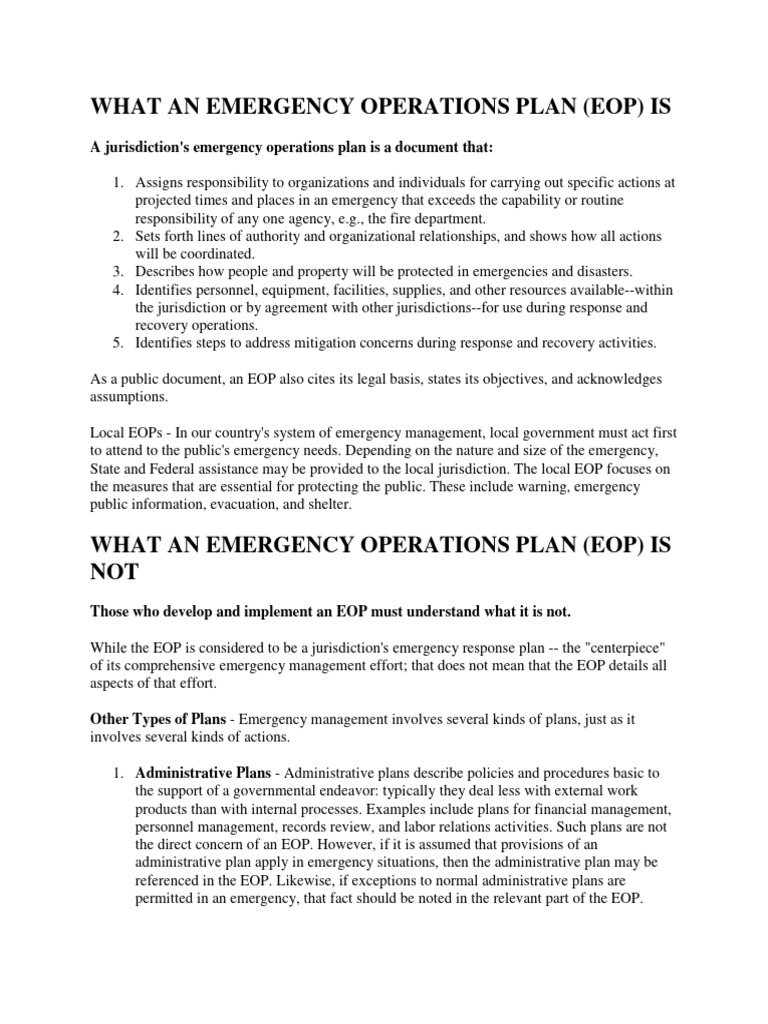 what-is-an-eop | PDF | Emergency Management | Emergency