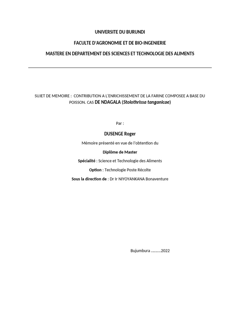 Enrichissement de la farine au Ndagala | PDF | Nutriments | Vitamine