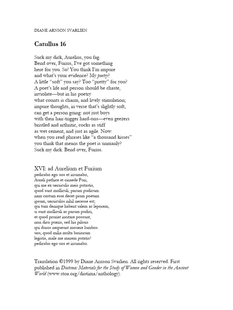 Catullus Poem 16 Content Warning Offensi | PDF