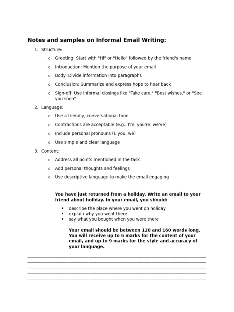 Notes and Samples On Informal Email Writing:: o o o o o | PDF
