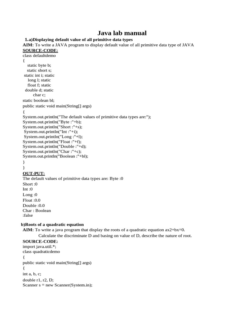 Java Lab Proograms r20 2 2 | PDF | Data Type | Integer (Computer Science)