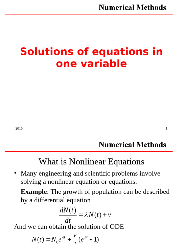 Lecture 2 (Nonlinear Eq.) | PDF | Equations | Nonlinear System