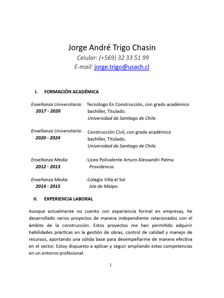 CV Jorge Trigo 30092024 | PDF | Crecimiento personal y profesional