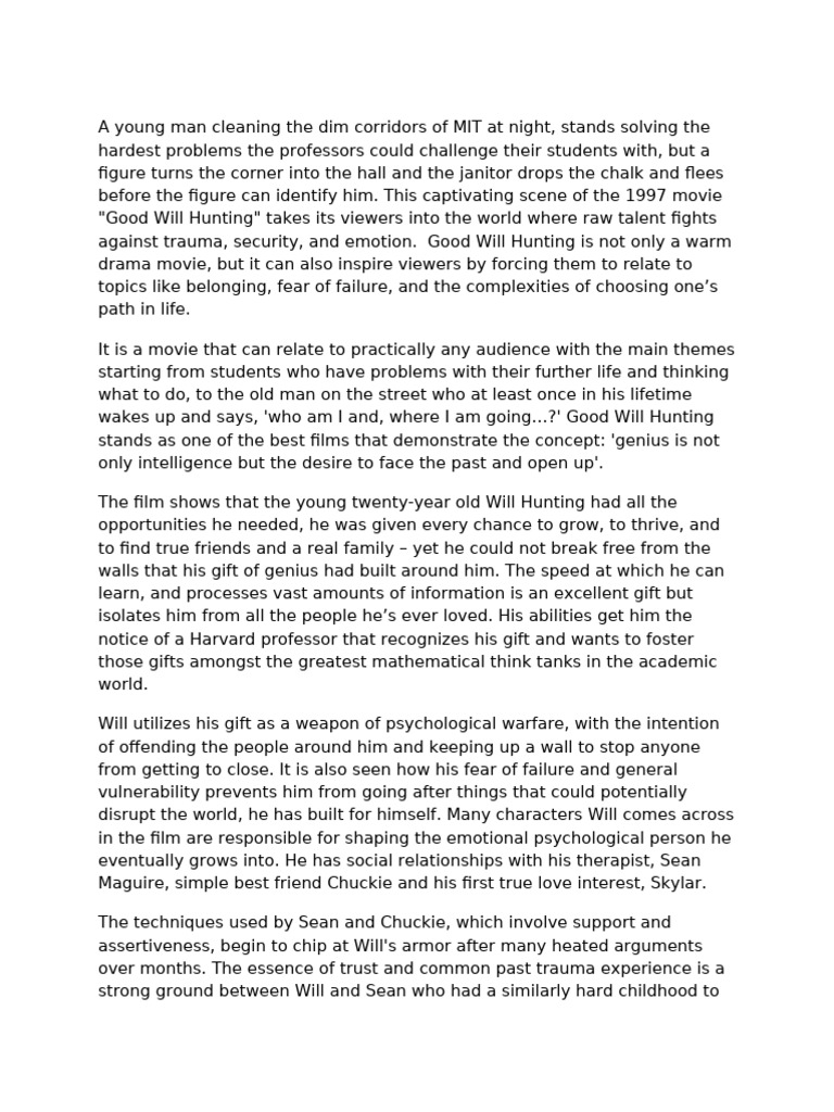Speech Good Will Hunting | PDF | Psychology | Behavioural Sciences