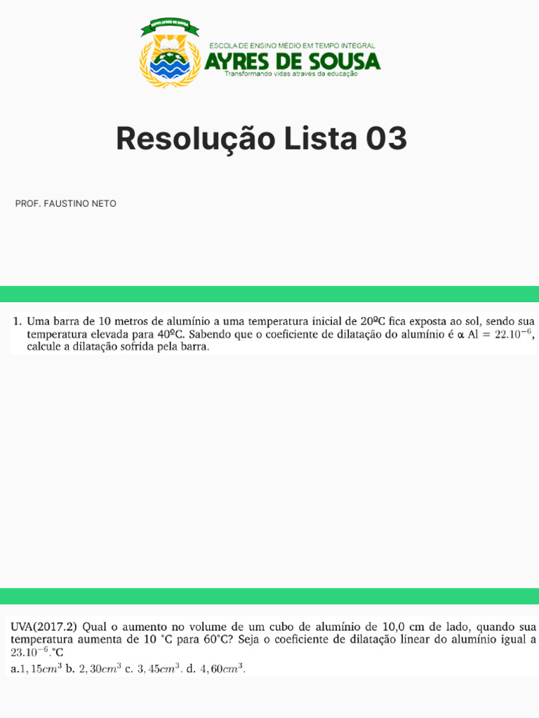 LISTA 03 - 3° ANO | PDF