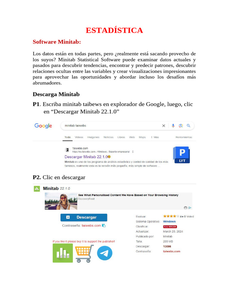 Descargar Minitab desde Taiwebs | PDF