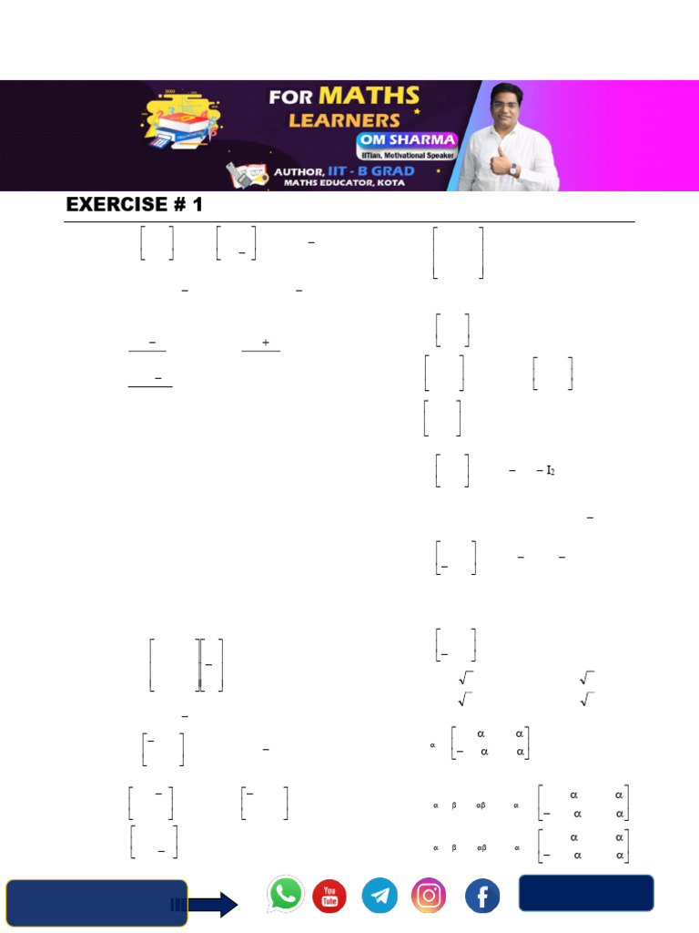 IIT JEE Matrices Exercises by Om Sir | PDF | Matrix (Mathematics) | Determinant