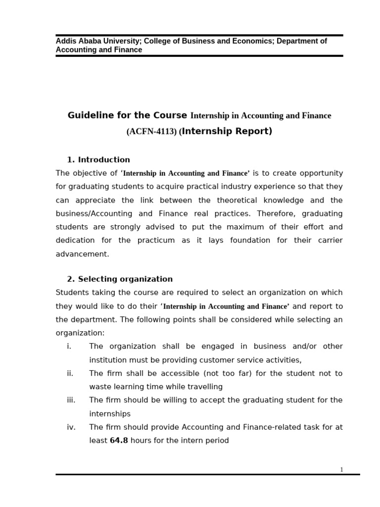 1-Internship Guideline For Accounting and Finance 2014 | PDF ...