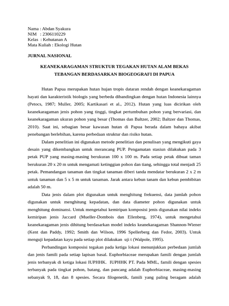 Abdan Syakura - A - Tugas Ekologi Kehutanan | PDF