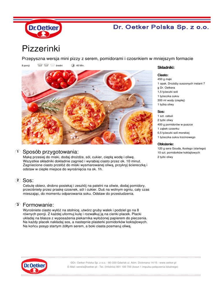 Przepisy PDF Pizzerinki | PDF