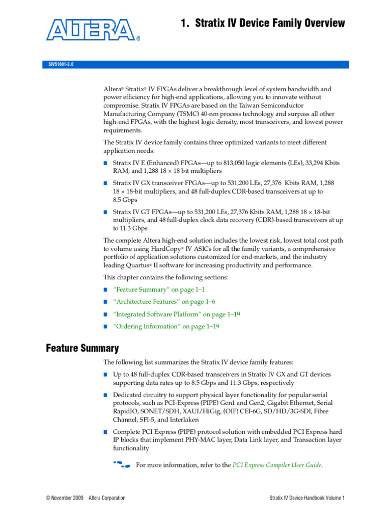 Stratix IV Device Family Overview - Siv51001 | PDF | Field Programmable Gate Array | Electronics