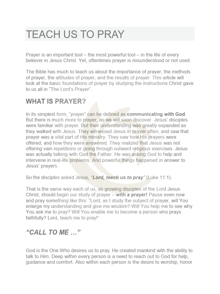 TEACH-US-TO-PRAY Ensina-Nos A Orar | PDF | God The Father | Lord's Prayer