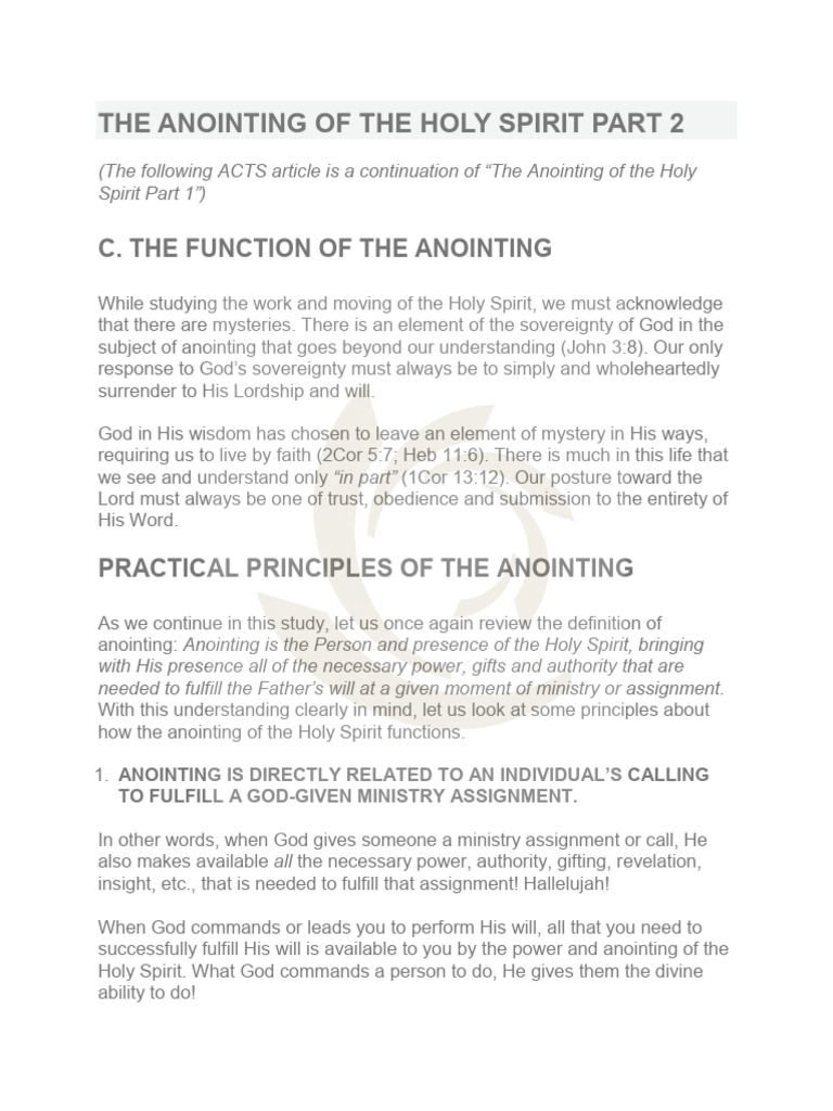 The Anointing of The Holy Spirit Part 2 83 | PDF | Spiritual Gift | Elijah