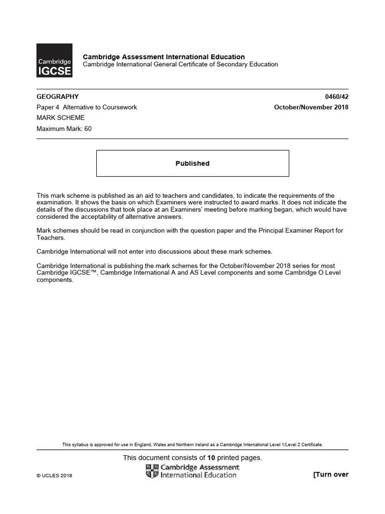 November 2018 V2 Ms Paper 4 Cie Geography Igcse Pdf Sampling Statistics