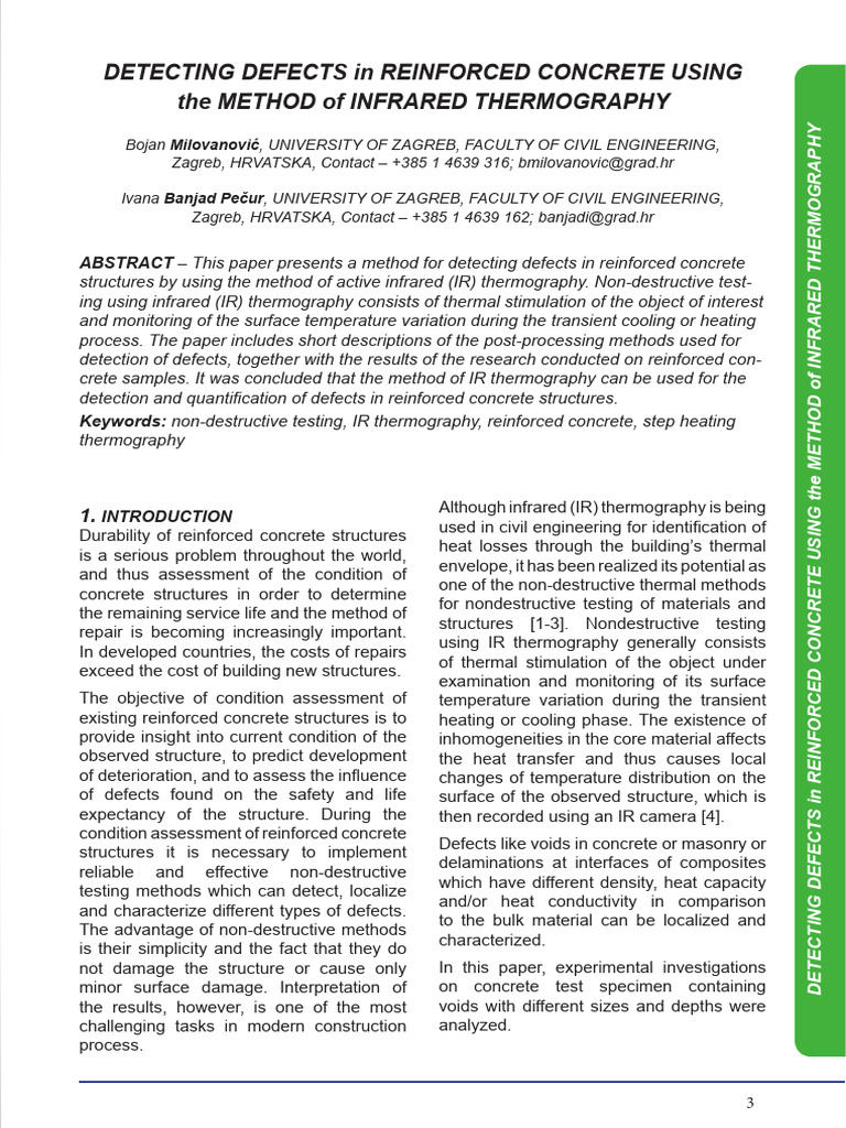 1 Detecting Defects in Reinforced Concrete Using The Method of Infrared Thermography | PDF ...