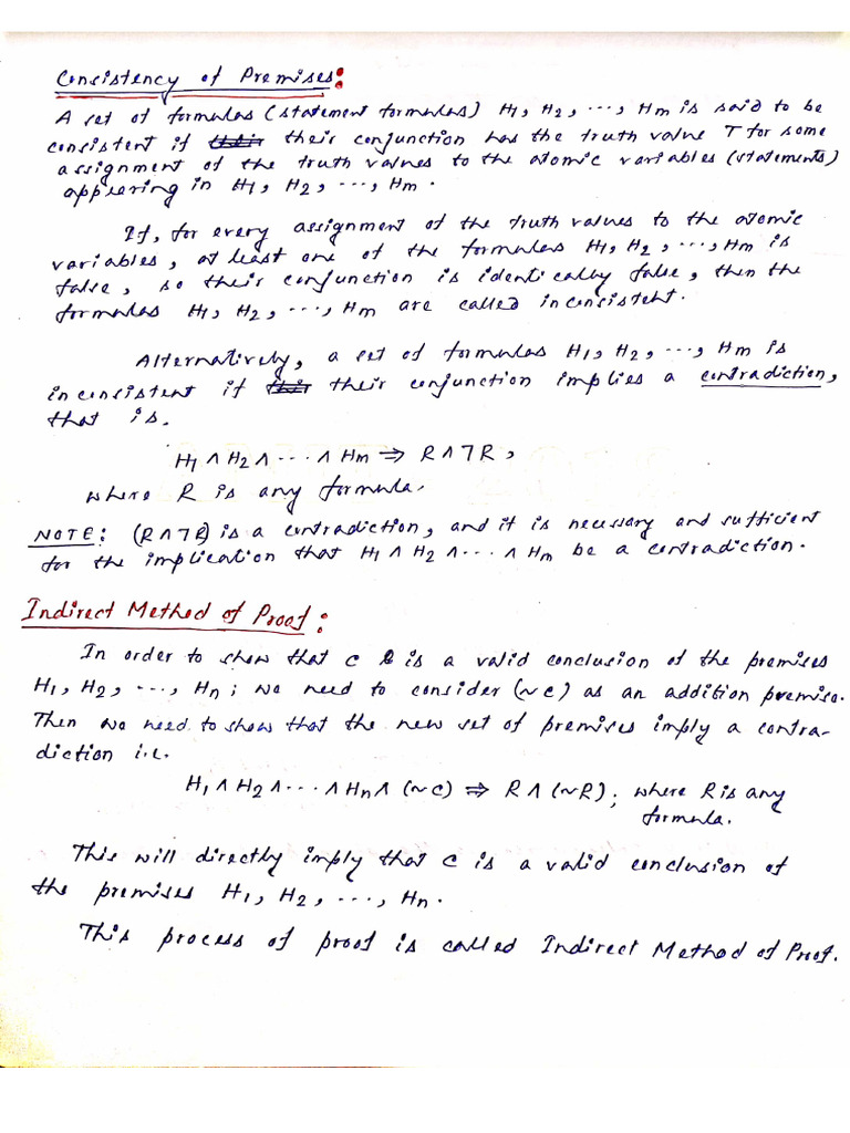 Consistency of Premises and Indirect Method L3 | PDF