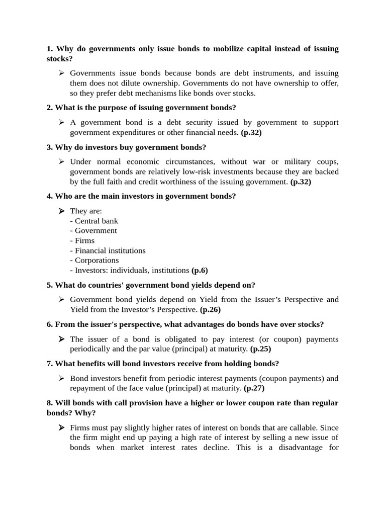 The Bond Market Questions | PDF | Bonds (Finance) | Yield (Finance)