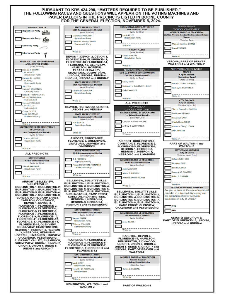 Boone County Election Ballot Details | PDF | Elections | Group Decision ...
