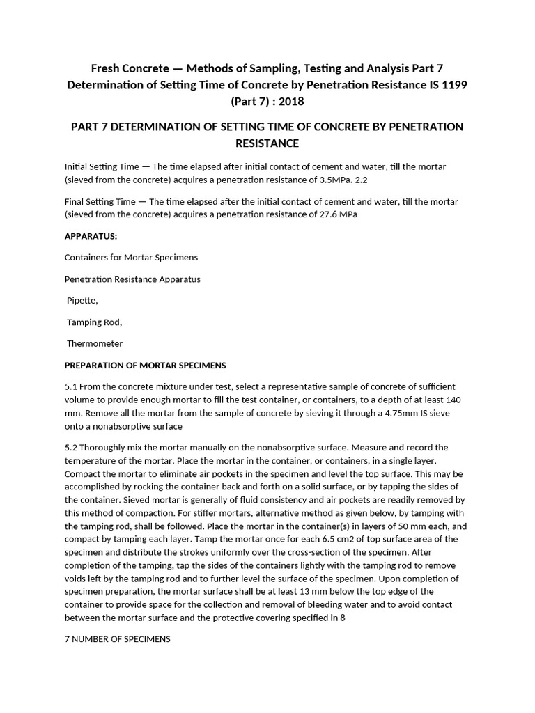 setting time concrete | PDF | Concrete | Mortar (Masonry)