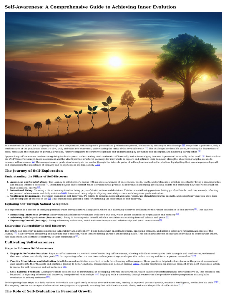 Self-Awareness_ A Comprehensive Guide to Achieving Inner Evolution | PDF | Self Awareness ...
