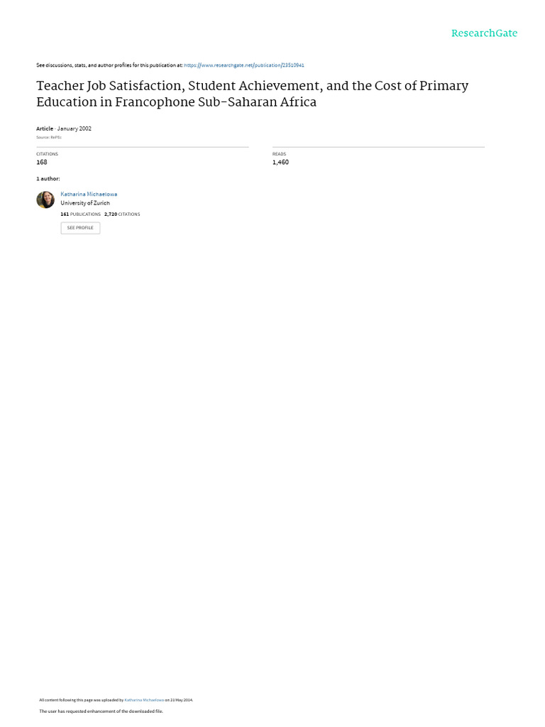 Teacher Job Satisfaction Student Achievement and T | PDF | Teachers | Job Satisfaction